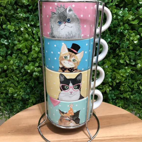 Pier 1 | Kitchen | Pier Stackable Cat Ceramic Mugs | Poshmark